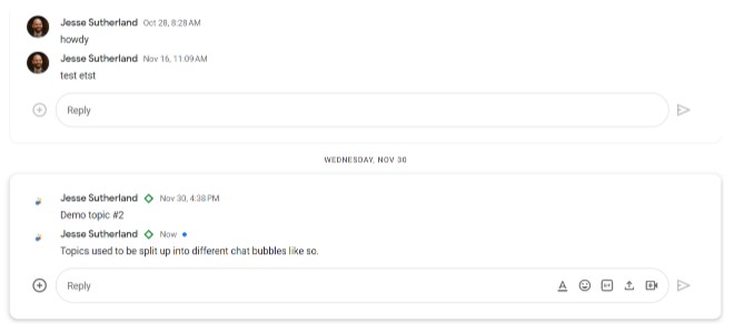 How to use Google Chat spaces in-line threading